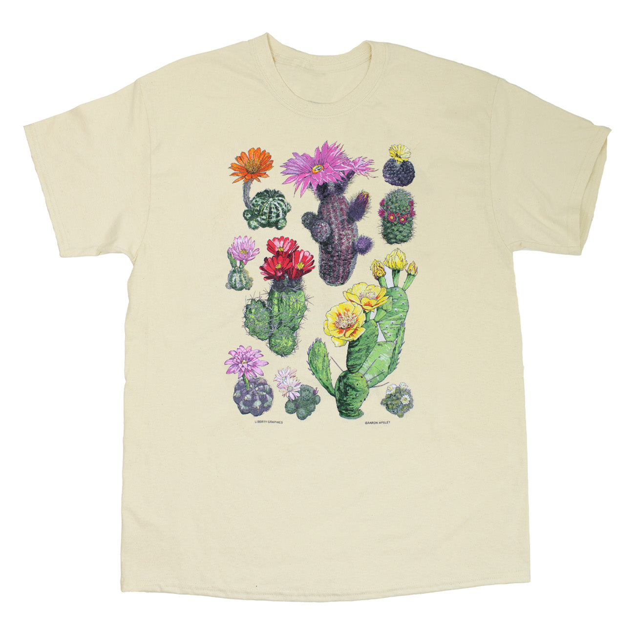 Flowering Cactus Species Adult Natural T-shirt – Liberty Graphics