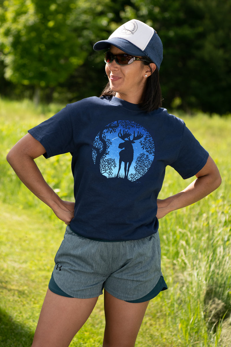 Twilight Moose Adult Navy T-shirt – Liberty Graphics